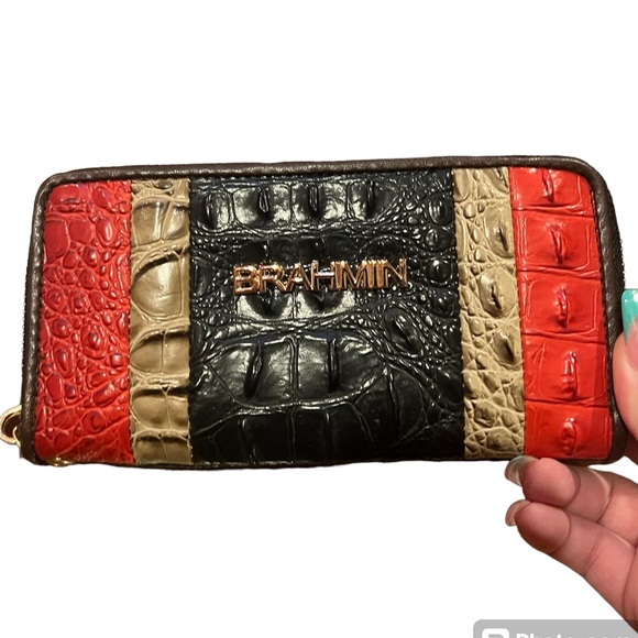 Brahmin | Bags | Brahmin Red Colorblock Leather Croc Wallet Nwot | Poshmark